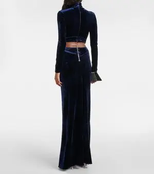 Rabanne Crystal-embellished Velvet Maxi Dress - Blue