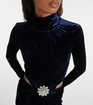 Rabanne Crystal-embellished Velvet Maxi Dress - Blue