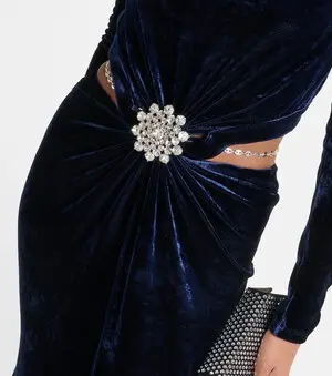 Rabanne Crystal-embellished Velvet Maxi Dress - Blue