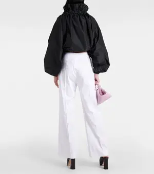 PATOU High-rise Cotton Wide-leg Trousers - White