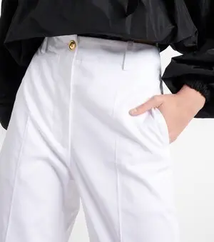 PATOU High-rise Cotton Wide-leg Trousers - White