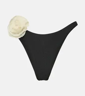 SAME 90s Floral Appliqué Bikini Bottom - Black