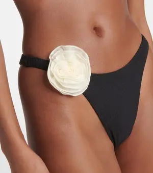 SAME 90s Floral Appliqué Bikini Bottom - Black