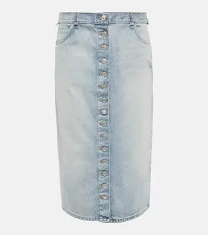COURREGES Courrèges Multiflex Denim Midi Skirt - Blue