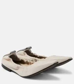 Brunello Cucinelli Leather Ballet Flats - Neutrals