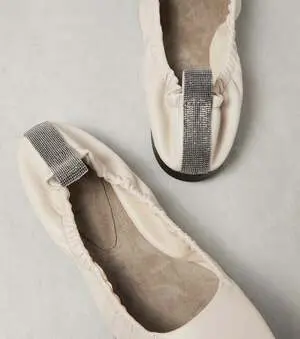 Brunello Cucinelli Leather Ballet Flats - Neutrals