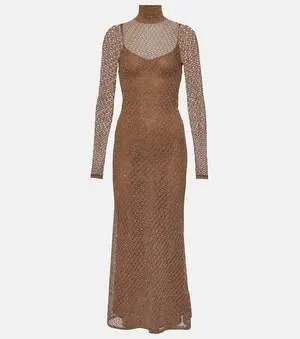 TOM FORD Open-knit Lurex® Maxi Dress - Brown