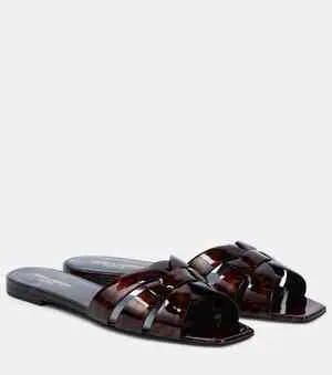 Saint Laurent Tribute 05 Leopard-print Leather Flats - Multicoloured