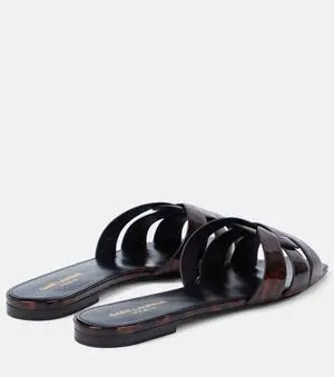 Saint Laurent Tribute 05 Leopard-print Leather Flats - Multicoloured