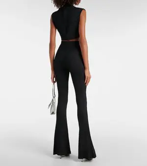 AREA Star Stud Ribbed-knit Crop Top