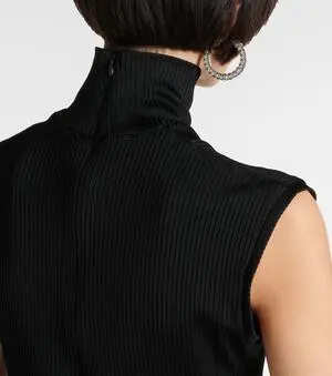 AREA Star Studded Ribbed-knit Crop Top