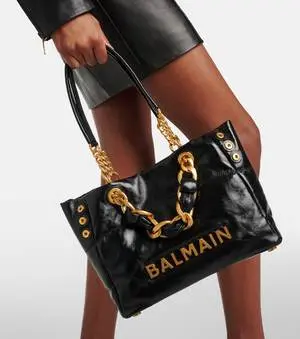 Balmain 1945 Soft Cabas Small Leather Tote Bag