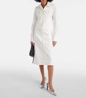 COURREGES Courrèges Multiflex Denim Midi Skirt - White