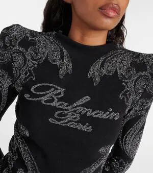 Balmain Logo Paisley Cotton-blend Top