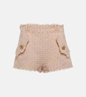 Balmain High-rise Tweed Shorts - Pink