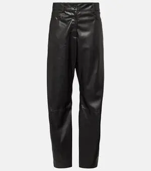 Stella McCartney High-rise Faux Leather Straight Trousers - Black