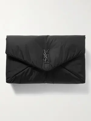 Saint Laurent Cassandre Logo-appliquéd Padded Shell Pouch - Black