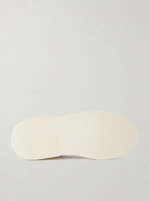 FERRAGAMO Suede-trimmed Perforated Leather Sneakers