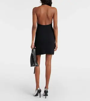COURREGES Courrèges Ribbed-knit Halterneck Mini Dress - Black
