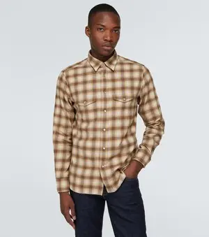 TOM FORD Checked Cotton Blend Oxford Shirt