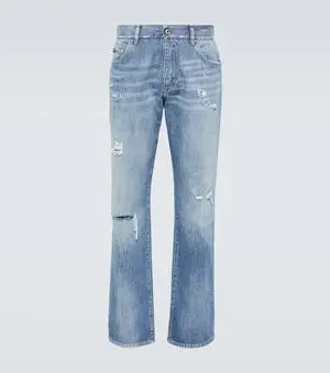 Dolce & Gabbana Distressed Straight Jeans - Blue