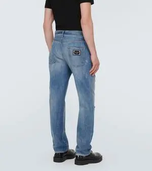 Dolce & Gabbana Distressed Straight Jeans - Blue