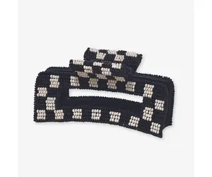 INK+ALLOY Lola Beaded Hair Claw Clip - Black  White Checkered