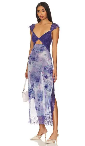 Free People Suddenly Fine Maxi Slip In Purple - Spring Rain Combo