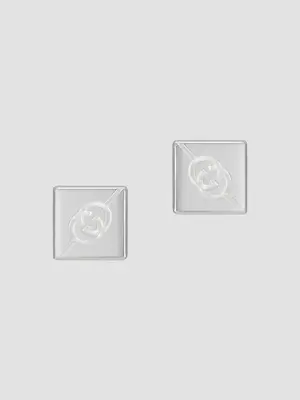 Gucci Tag Earrings - Silver