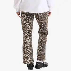 GANNI Print Cropped Flare Jeans - Leopard