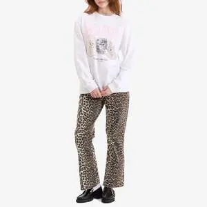 GANNI Print Cropped Flare Jeans - Leopard