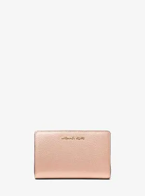 Michael Kors Medium Pebbled Leather Wallet In By - Pink