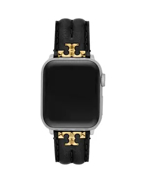Tory Burch Apple Watch Kira Leather Strap - Black