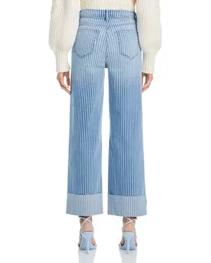 Aqua Striped Dad Jeans