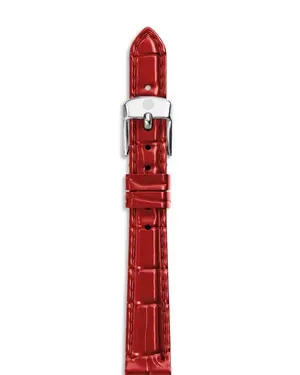 Michele Leather Watch Strap - Ruby
