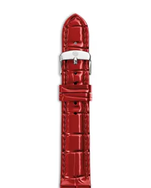 Michele Leather Watch Strap - Ruby
