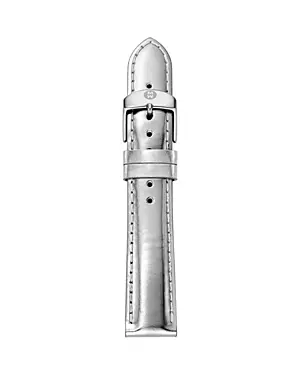 Michele Leather Watch Strap, 18mm Silver