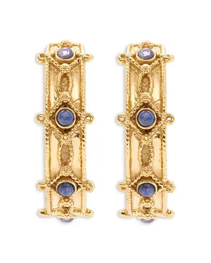 CAPUCINE DE WULF Victoria Labradorite Hoop Earrings - Blue/gold