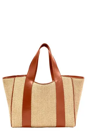 LISELLE KISS Penelope Raffia And Leather Tote