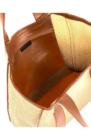 LISELLE KISS Penelope Raffia And Leather Tote
