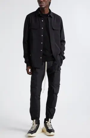 Rick Owens Strap Back Wool Snap-up Shirt