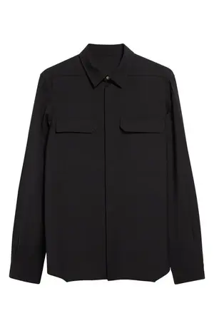 Rick Owens Strap Back Wool Snap-up Shirt