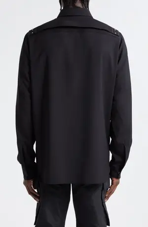 Rick Owens Strap Back Wool Snap-up Shirt