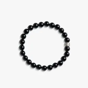 Shinola 8mm Beaded Onyx Bracelet - Sterling Silver