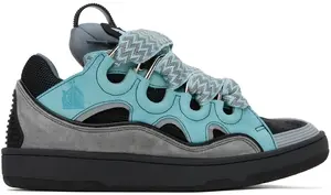 LANVIN Lanvin Blue & Gray Leather Curb Sneakers 2218 Light Blue/anth