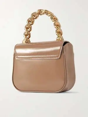 Versace La Medusa Embellished Patent-leather Shoulder Bag
