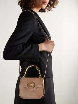 Versace La Medusa Embellished Patent-leather Shoulder Bag