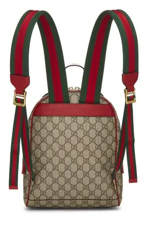 Gucci Red & Original Gg Supreme Canvas Roses Backpack