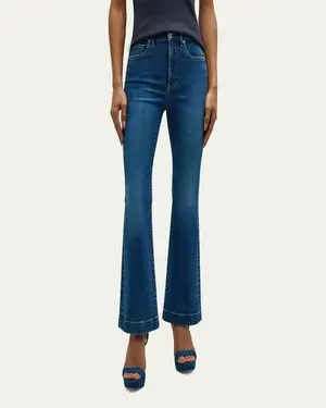Veronica Beard Carson Flare Jeans - Dkblue