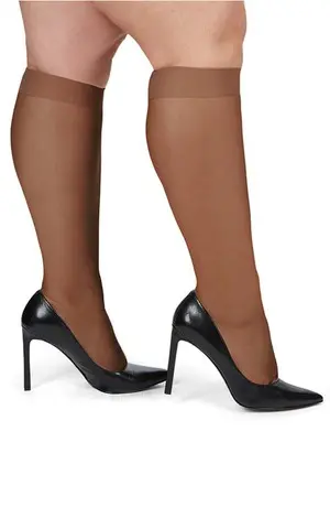 MEMOI 6-pack Silky Sheer Curvy Knee High Socks - Utopia
